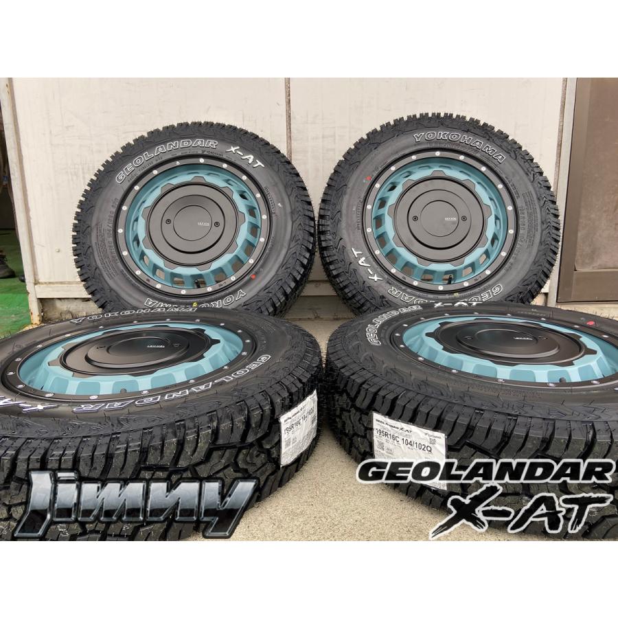GEOLANDAR サマータイヤ JB64 JB23 JB22 JA22 JA12 JA11 ジムニー 新品タイヤホイール4本セット ヨコハマ ジオランダー X-AT 195R16 ホワイト ...