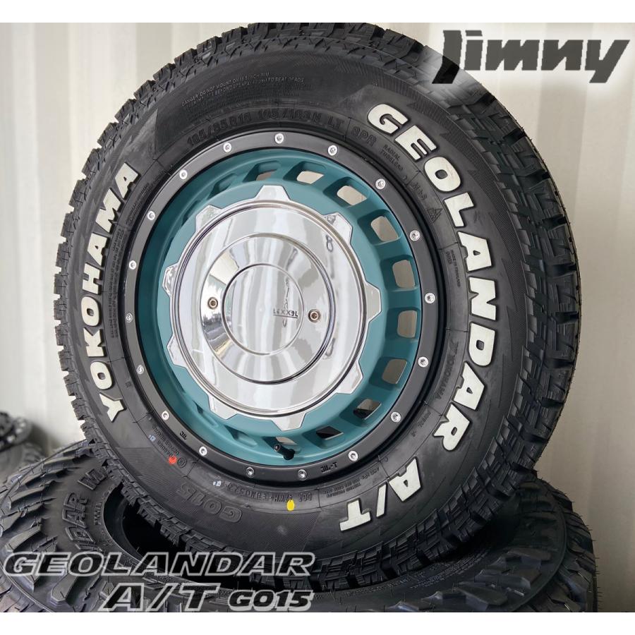ジムニー JB23 JB64 JA11 JA12 JA22 タイヤホイール 16インチ ヨコハマ ジオランダー G015 A/T 185/85R16 4本セット ホワイトレター ...