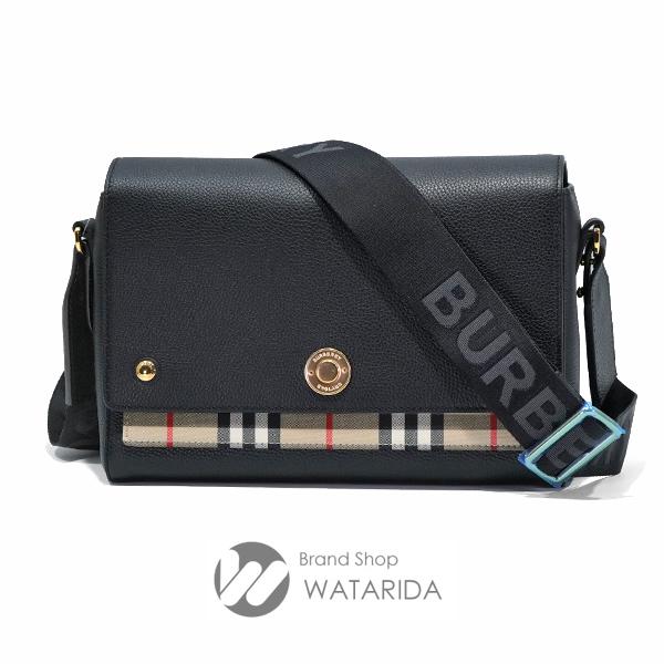 BURBERRY バーバリー BUBERRY ショルダー バッグ ノートバッグ 80211101 ブラック ベージュ チェック レザー タグ ...