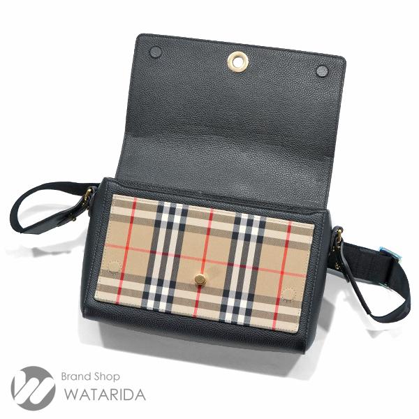 BURBERRY（バーバリー） BUBERRY ショルダー バッグ ノートバッグ 80211101 ブラック ベージュ チェック レザー タグ ...