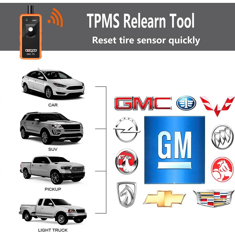 VXDAS TPMS Relearn Tool for GM Tire Sensor TPMS Reset Tool Tire Pressure Monitor System ...