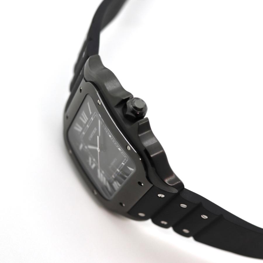 SANTOS DE CARTIER 【極美品】 カルティエ サントス LM WSSA0039 SS ADLCコーティング ブラック オートマ ...