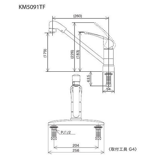 KM5091TF KVK流し台用シングルレバー式シャワー付混合栓 一般地仕様 送料無料 : ハイカラン屋 - 通販 - Yahoo!ショッピング