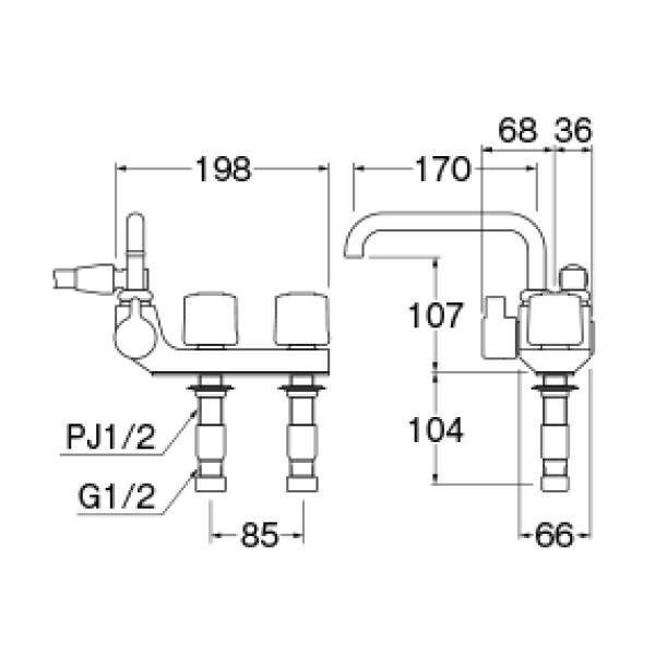 SANEI（水栓金具） SK71041L-W-13 三栄水栓 SANEI ツーバルブデッキシャワー混合栓 送料無料 : ハイカラン屋 - 通販 - Yahoo!ショッピング