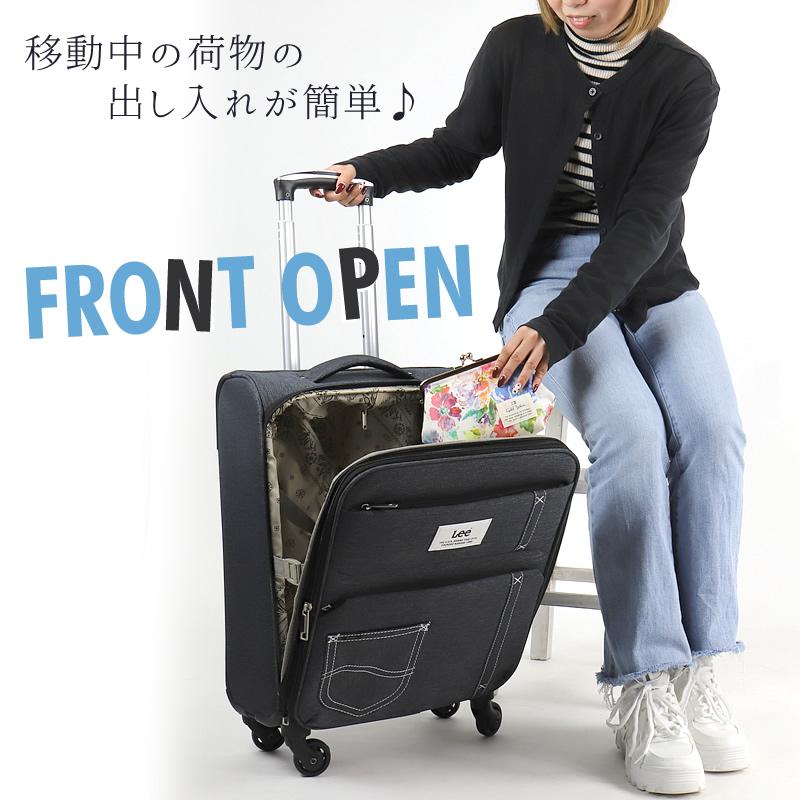 Lee リー スーツケース ソフトキャリー 35L 41L 47cm 2.6kg 1泊 2泊 3泊 4輪 機内持ち込み 軽量 撥水 拡張 フロントオープン 320-9030 メンズ レディース ...