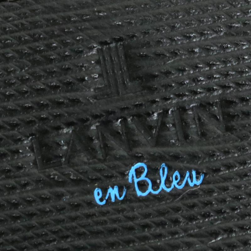 LANVIN en Bleu ランバンオンブルー スタンパ コインケース 小銭入れ L字ファスナー カード収納 キーリング付き レザー 牛革 ...