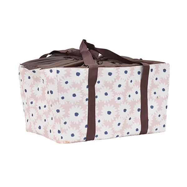 レジカゴ バッグ 大容量 マチ広 折りたたみ カゴ型 おしゃれ かわいい ライフプラス エコレジ フラワー柄 ピンク 23x45xマチ31cm ...