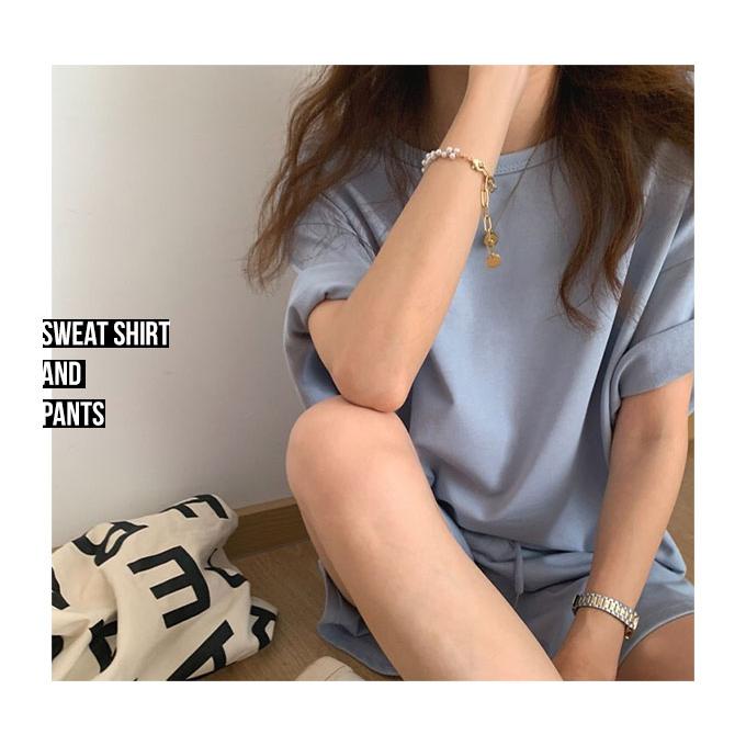 セットアップ レディース カジュアル 夏 スウェット 上下 半袖 メール便送料無料 ルームウェア 可愛い ショートパンツ ブラック : su-053 : Woman Collection ...