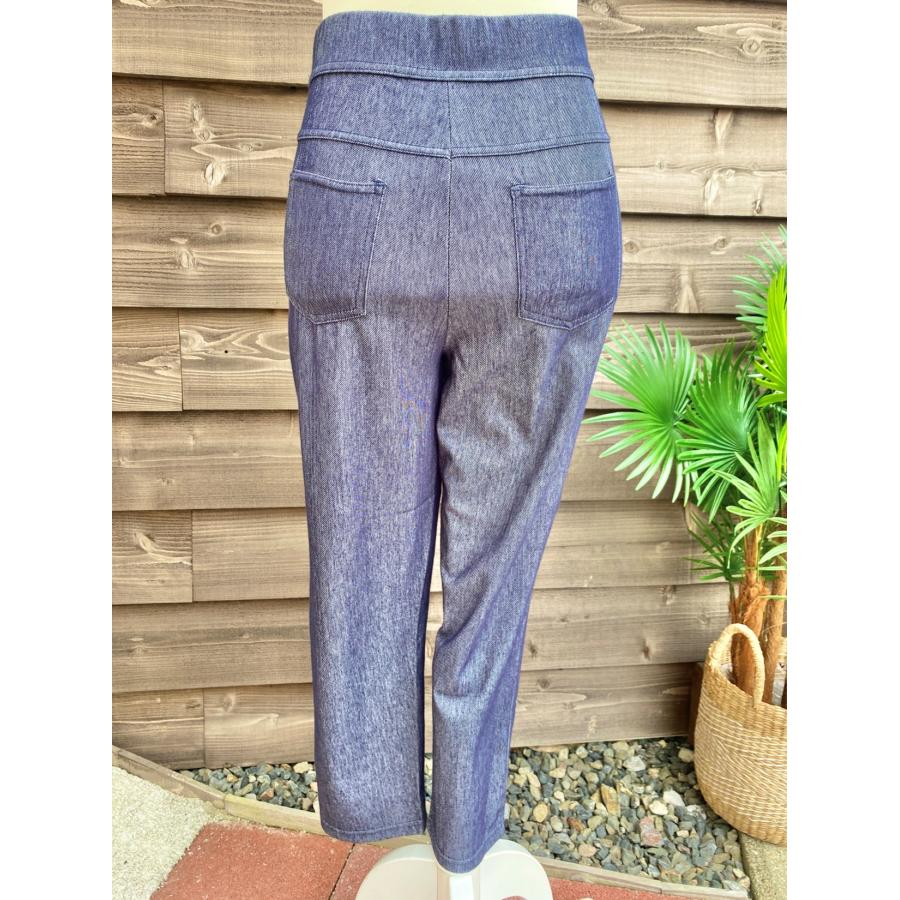 裾 刺繍 デニム調 ストレッチ パンツ ミセス シニア 高齢者 おばあちゃん 裾短め 短め 丈短め :24057:WEARPLUS - 通販 - Yahoo!ショッピング