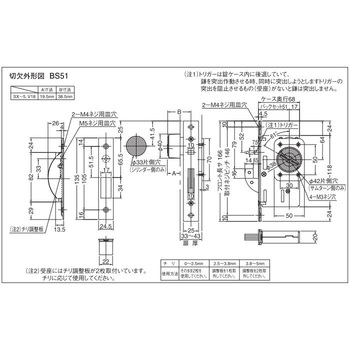 ゴールGOAL製 鎌錠 SX-5 バックセット51ミリ 引き戸用 : webショップ TAKIGAWA - 通販 - Yahoo!ショッピング