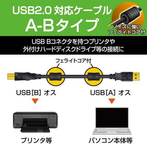 ELECOM エレコム ノイズに強いフェライトコア付きUSB2.0ケーブル[0.7m] U2C-BF07BK : webby shop - 通販 - Yahoo!ショッピング