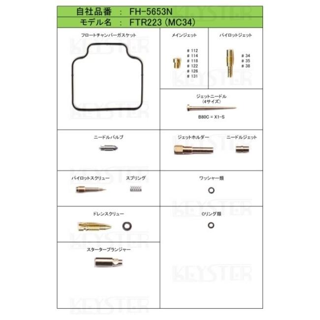 KEYSTER KEYSTER:キースター キャブレター燃調キット オーバーホール＆セッティングパーツセット FTR223 HONDA ホンダ ...