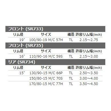 SHINKO シンコー SR735 【110/90-16 M/C 59S TL】 タイヤ :20106140:ウェビック1号店 - 通販 ...