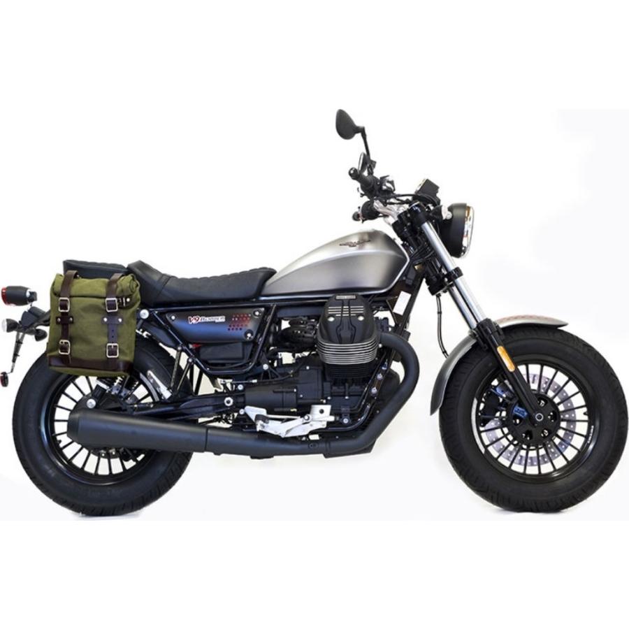 UNIT GARAGE ユニットガレージ サイドパニア キャンバス＋サブフレーム 右側 カラー：グリーン／ブラック V9 Bobber ...