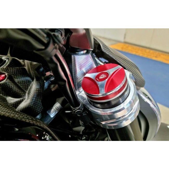 CNC RACING Racing シーエヌシーレーシング フロントフォークトップキャップ カラー：レッド DIAVEL V4 DUCATI ...