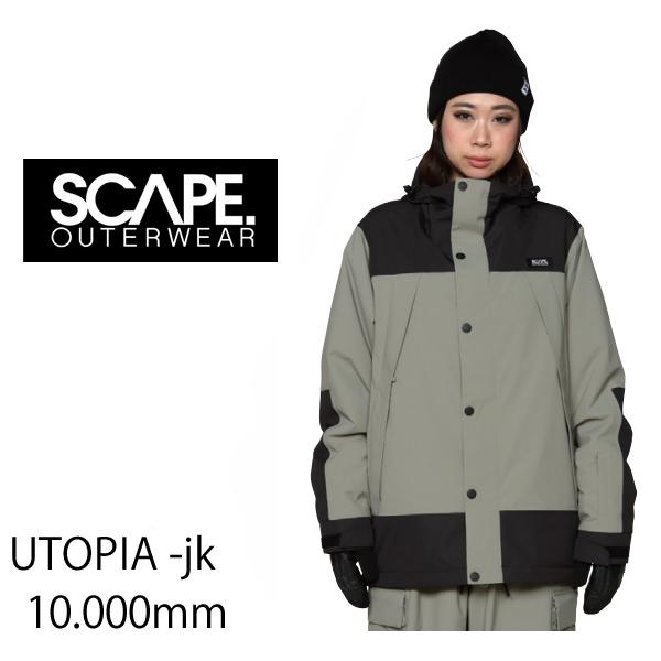 SCAPE エスケープ スノーボードウェア 24-25 UTOPIA -jacket ジャケット/ LIGHT KHAKI BLACK (2024-2025) スノーボード ウェア ...