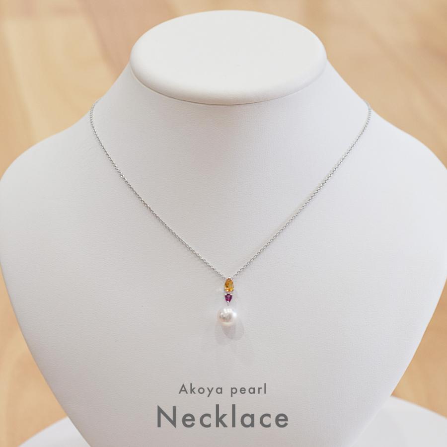 ホワイトピンクパール × 半貴石ペンダントトップ 】 9mm - 9.5mm 1粒 ネックレス あこや真珠 シルバー 半貴石 シトリン ロードライトガーネット : REENS PEARL ...
