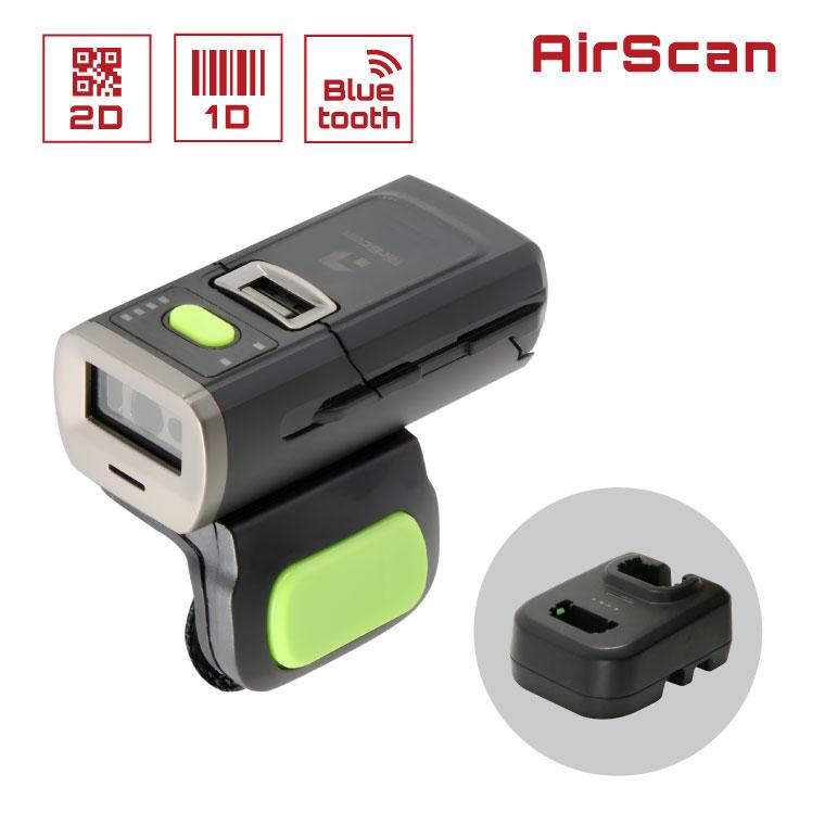 【5のつく日+4%】 2次元コードリーダー Bluetooth ウェアラブル AIRSCAN-F-2D-BLK-SET QR対応 充電クレードル・バッテリ付 ウェルコムデザイン 業務用 法人 ...