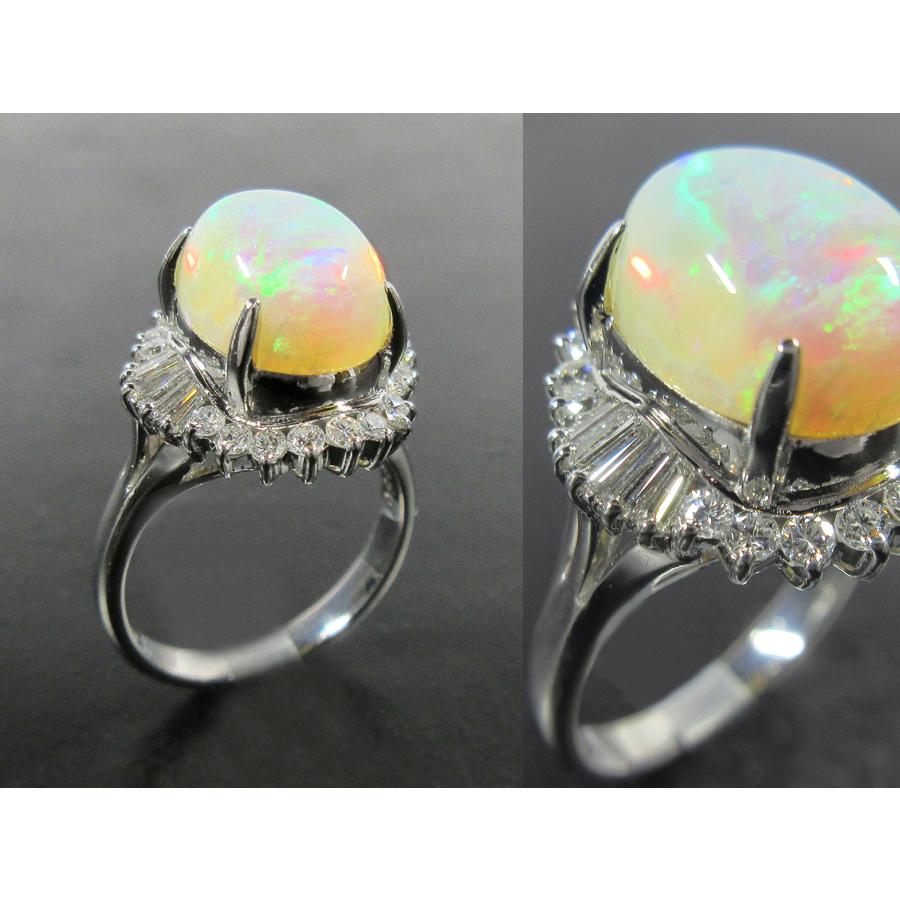 Pt900 オーバルカボションカット オパール ダイヤモンド プラチナ デザイン リング 10.5号 3.89ct D0.56ct 7.9g HKJ4 : K.I CLUB - 通販 ...