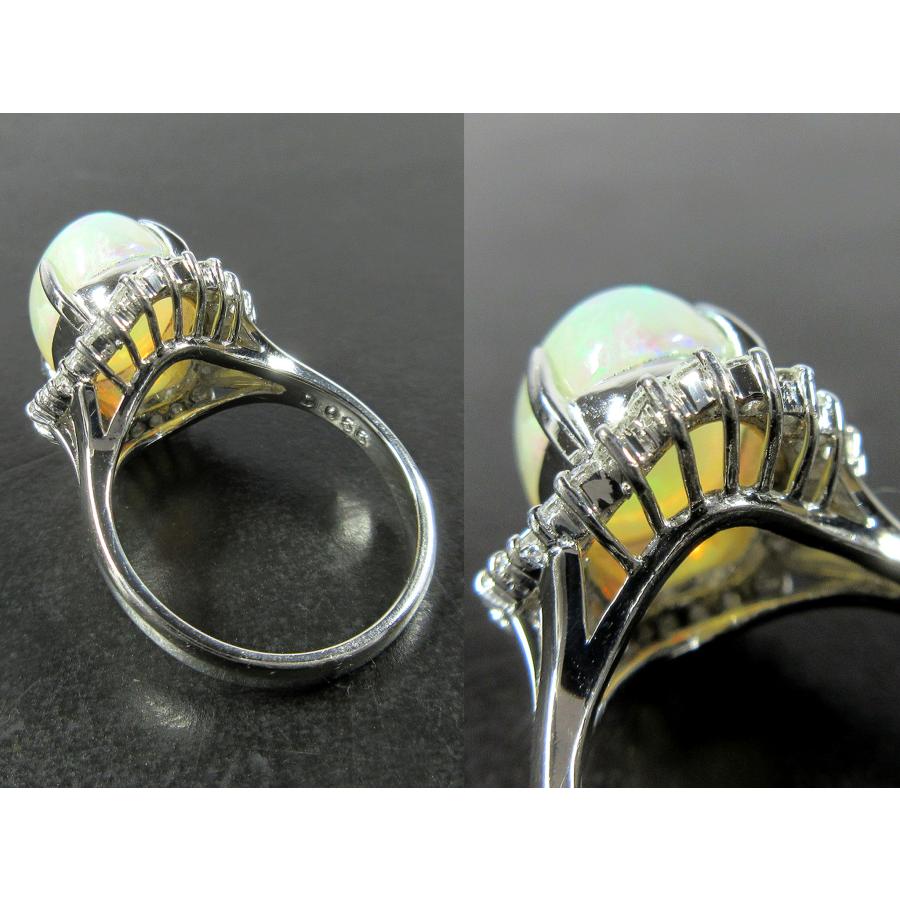 Pt900 オーバルカボションカット オパール ダイヤモンド プラチナ デザイン リング 10.5号 3.89ct D0.56ct 7.9g HKJ4 : K.I CLUB - 通販 ...