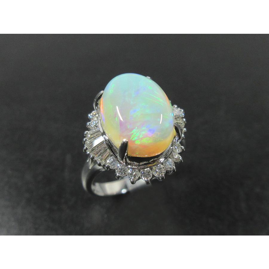 Pt900 オーバルカボションカット オパール ダイヤモンド プラチナ デザイン リング 10.5号 3.89ct D0.56ct 7.9g HKJ4 : K.I CLUB - 通販 ...