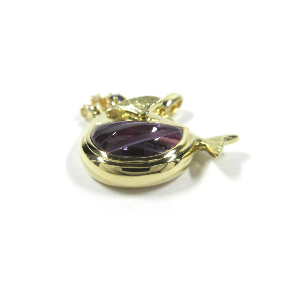 TASAKI 【TASAKI】K18YG ダイヤ サファイア アメジスト ふぐモチーフ デザイン イエローゴールド ペンダント トップ D0.08ct 8.2g J408 : K.I CLUB ...