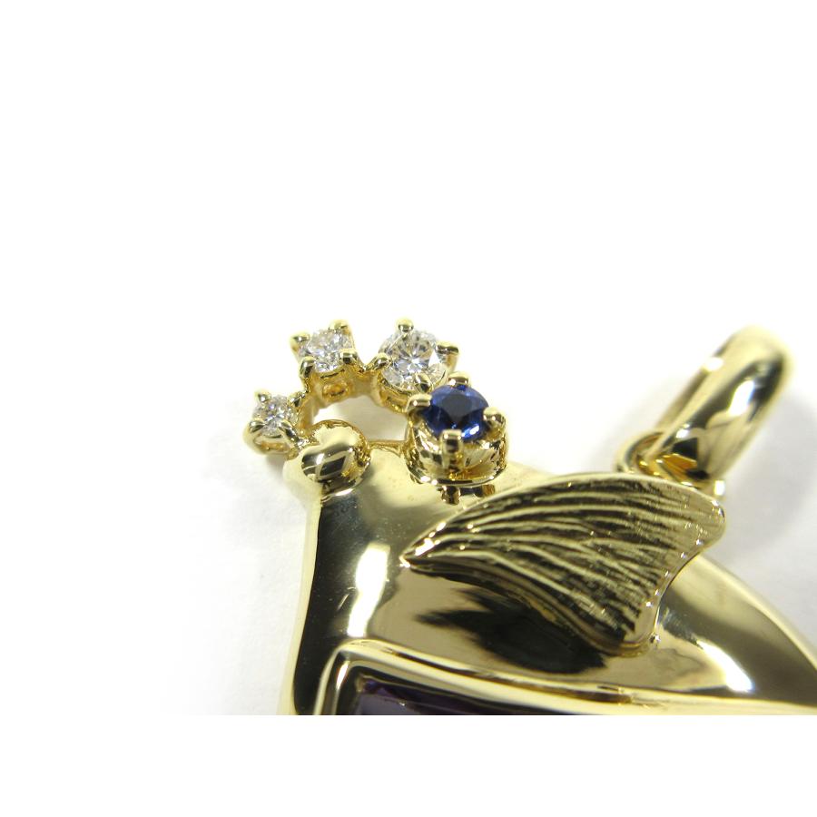 TASAKI 【TASAKI】K18YG ダイヤ サファイア アメジスト ふぐモチーフ デザイン イエローゴールド ペンダント トップ D0.08ct 8.2g J408 : K.I CLUB ...