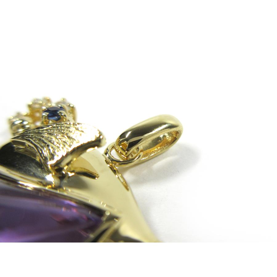 TASAKI 【TASAKI】K18YG ダイヤ サファイア アメジスト ふぐモチーフ デザイン イエローゴールド ペンダント トップ D0.08ct 8.2g J408 : K.I CLUB ...
