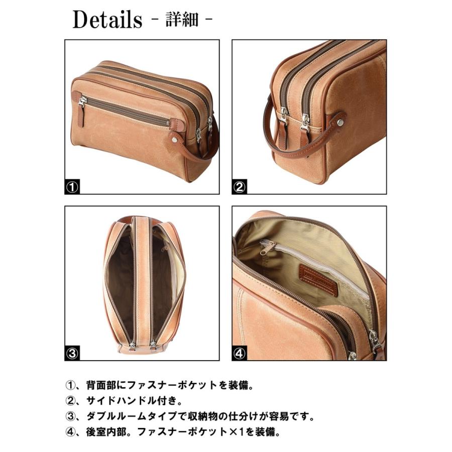 セカンドバッグ メンズ ポーチ ダブルファスナー バック クラッチ 紳士