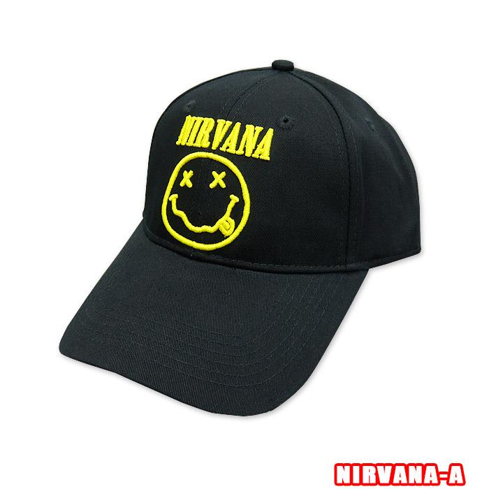 NIRVANA-CAP-A[ニルバーナ] CAP キャップ ROCK LOGO スマイリー 帽子 スナップバックアジャスター バンド ロック ...