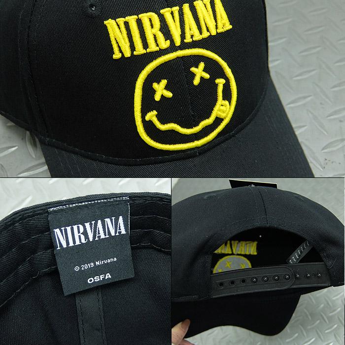 NIRVANA-CAP-A[ニルバーナ] CAP キャップ ROCK LOGO スマイリー 帽子 スナップバックアジャスター バンド ロック ...