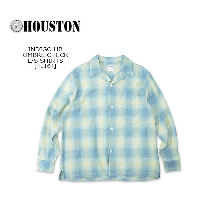 HOUSTON(ヒューストン) INDIGO HB OMBRE CHECK L/S SHIRT[41164] インディゴ ヘリンボーン ...