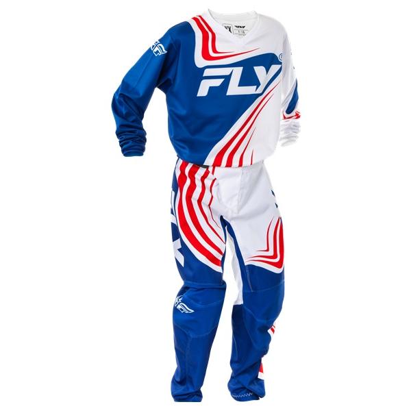 キッズ用 L/24インチ MXウェア 上下セット FLY F-16 レッド/ホワイト/ブルー ジャージ＆パンツ 子供用 モトクロス 正規輸入品 ...