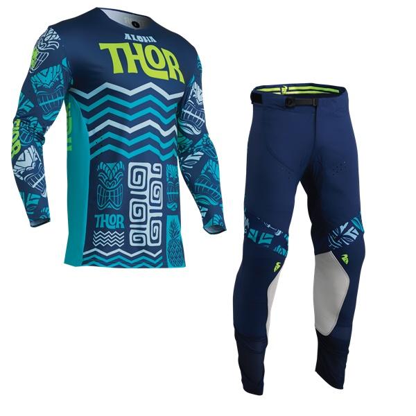 XL/32インチ MXウエア 上下セット THOR 24sp PRIME ALOHA ネイビー/アクア ジャージ＆パンツ モトクロス 正規輸入 ...