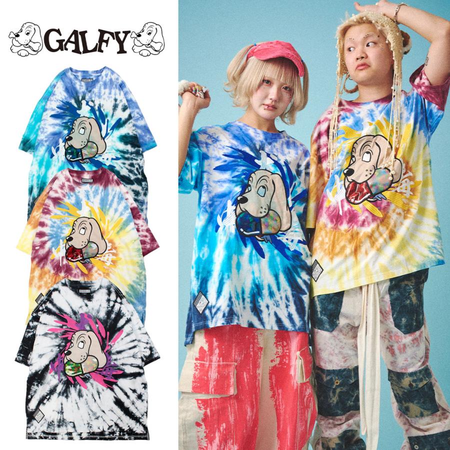 GALFY ガルフィー 犬中毒Tee 正規品 Tシャツ 半袖 TEE ユニセックス ストリート オーバーサイズ レディース メンズ 90年代 カジュアル ブラック ホワイト 大きめ ...