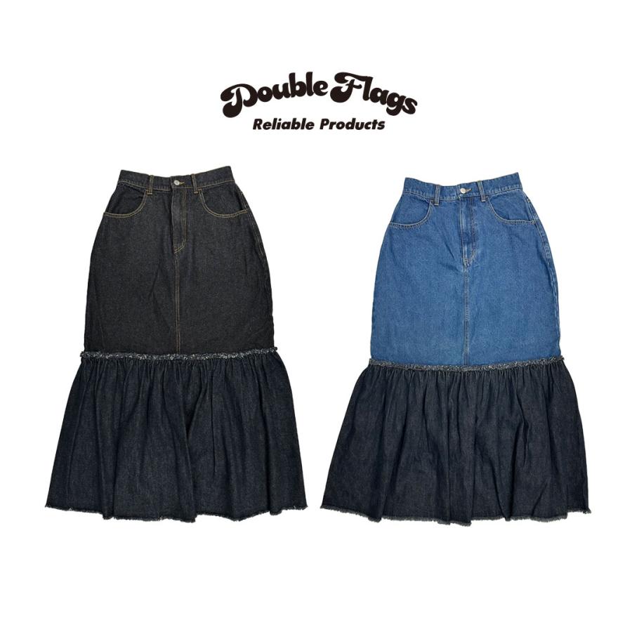 Double Flags(ダブルフラッグス) キリカエデニムスカート レディース ロング丈 デニム マーメイド フリンジ ポケット付 50代 40代 30代 20代 通勤 通学 おしゃれ ...