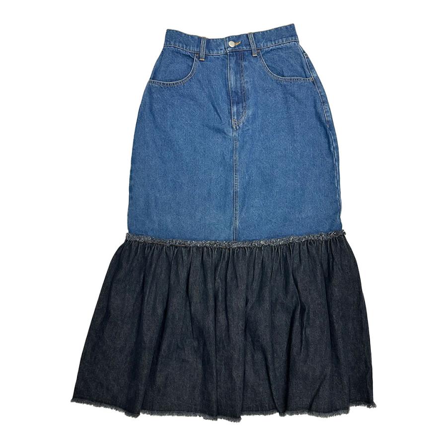 Double Flags(ダブルフラッグス) キリカエデニムスカート レディース ロング丈 デニム マーメイド フリンジ ポケット付 50代 40代 30代 20代 通勤 通学 おしゃれ ...