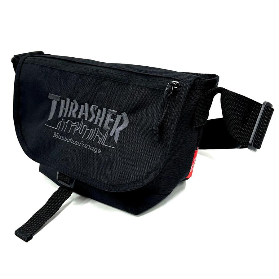 THRASHER × Manhattan Portage スラッシャー マンハッタンポーテージ Nylon Messenger Bag JR Flap Zipper Pocket ...