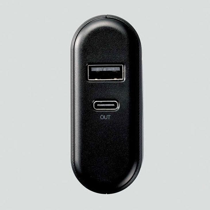 ELECOM（エレコム） EC-M05BK [5000mAh 充電器一体型 モバイルバッテリー 5V/3A Type-C USB-A 低電流モード おまかせ充電 まとめて充電] : 中古 ...