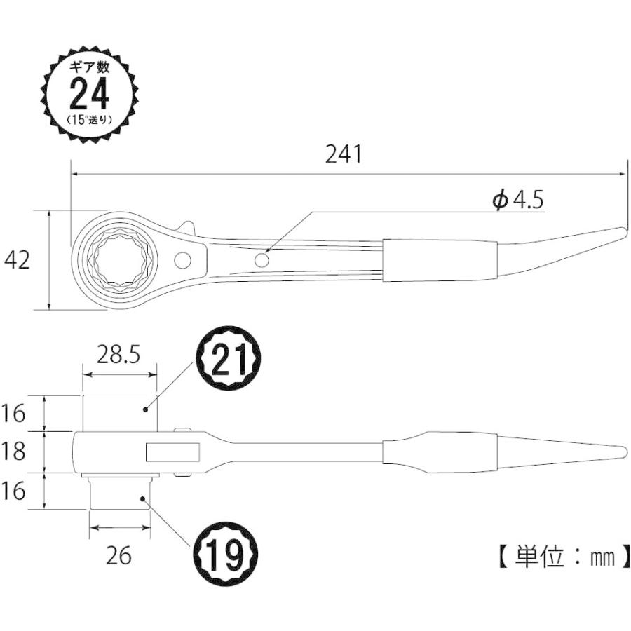 TOP（DIY） TOP アルミショートラチェットレンチ 赤 RM-19×21A : WHATNOT - 通販 - Yahoo!ショッピング