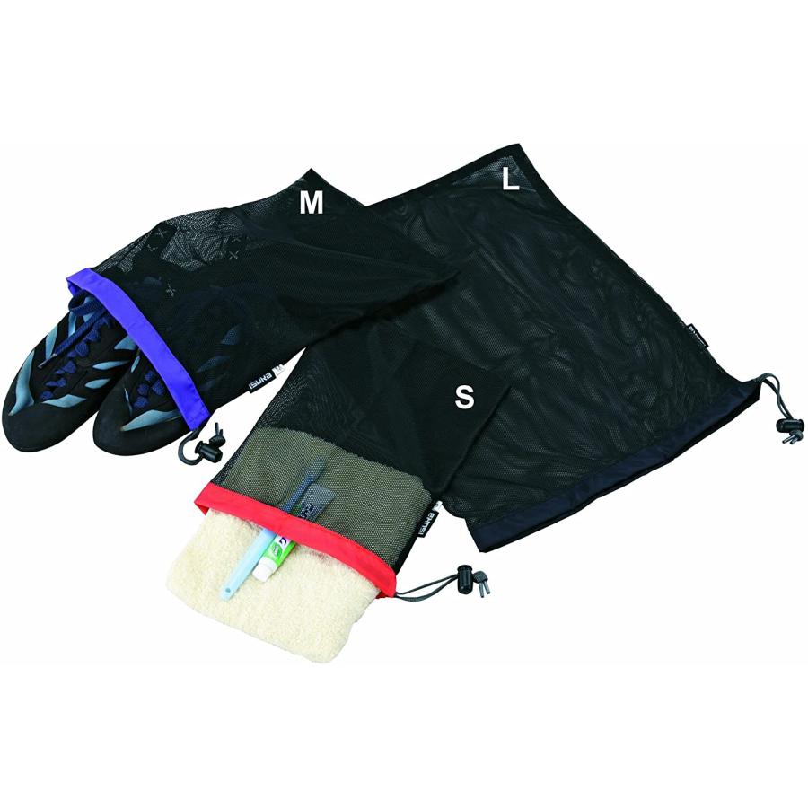ISUKA イスカ 登山 アウトドア キャンプ 収納 バッグ 収納バッグ メッシュバッグ L ブラック 359201 ...