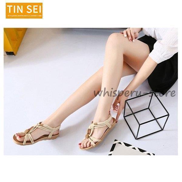 サンダル レディース 夏 ビーチサンダル 大きいサイズ 靴 アンクルストラップ フラット ローヒール ぺたんこ 履きやすい 痛くない ...