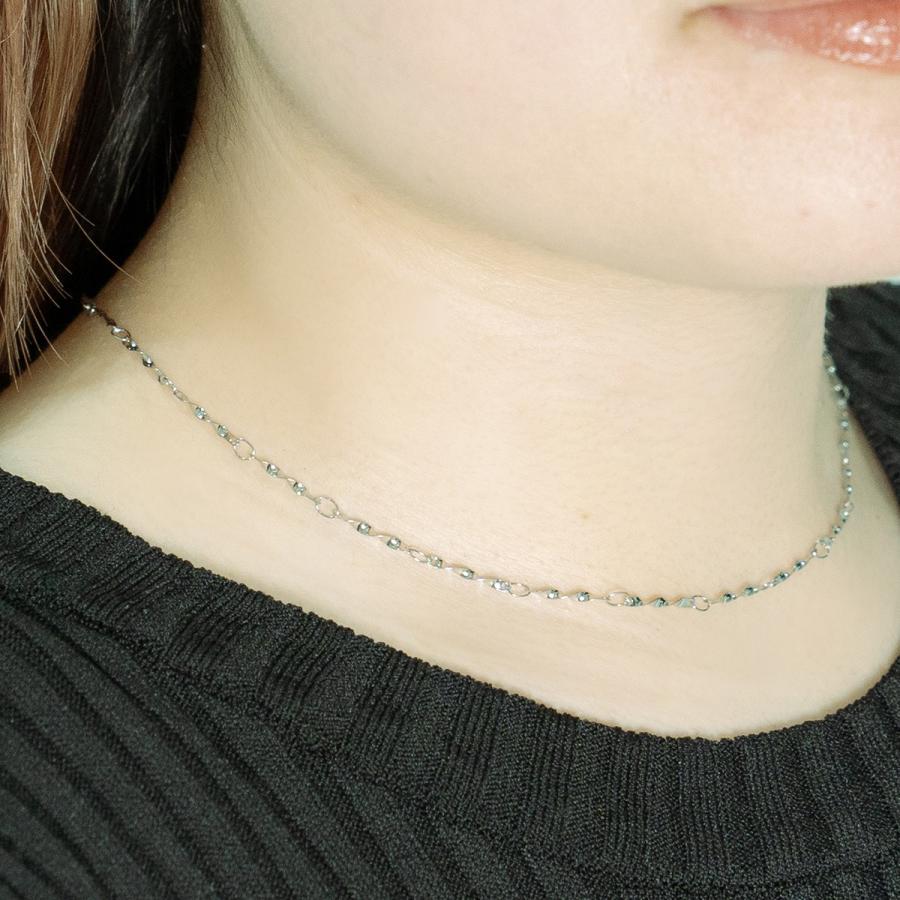 ネックレス レディース チェーン シンプル 金属アレルギー対応 重ね付け ゴールド シルバー Nei/nor （ネイナー） 316L ステンレス PVD nnne-0006 : ホワイトドット ...