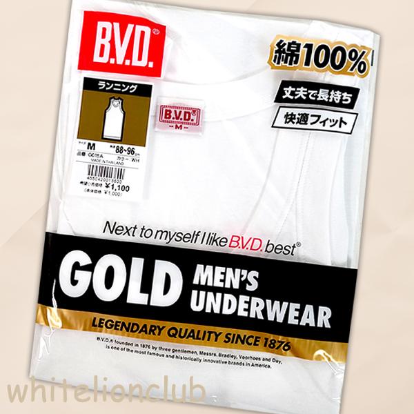 B.V.D. GOLD 綿100% フライス 無地 メンズ ランニング シャツ G015A LL 下着 肌着 インナー bvd BVD ビーブイディー ゴールド アンダーシャツ : ホワイト ...