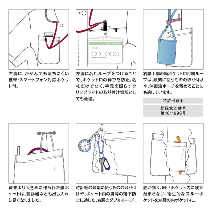 KAZEN 旧アプロン 990-13・15・18 ワンピース 半袖 白衣 ナースウェア 女性用 レディース 2019新作商品 :kazen-990-13-18:白衣のホワイトロード - 通販 ...