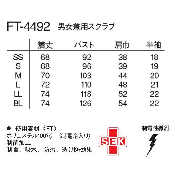 ナガイレーベン FT-4492 スクラブ ナースウェア 男女兼用 ユニセックス 白衣 医療 看護 : 白衣のホワイトロード - 通販 - Yahoo!ショッピング