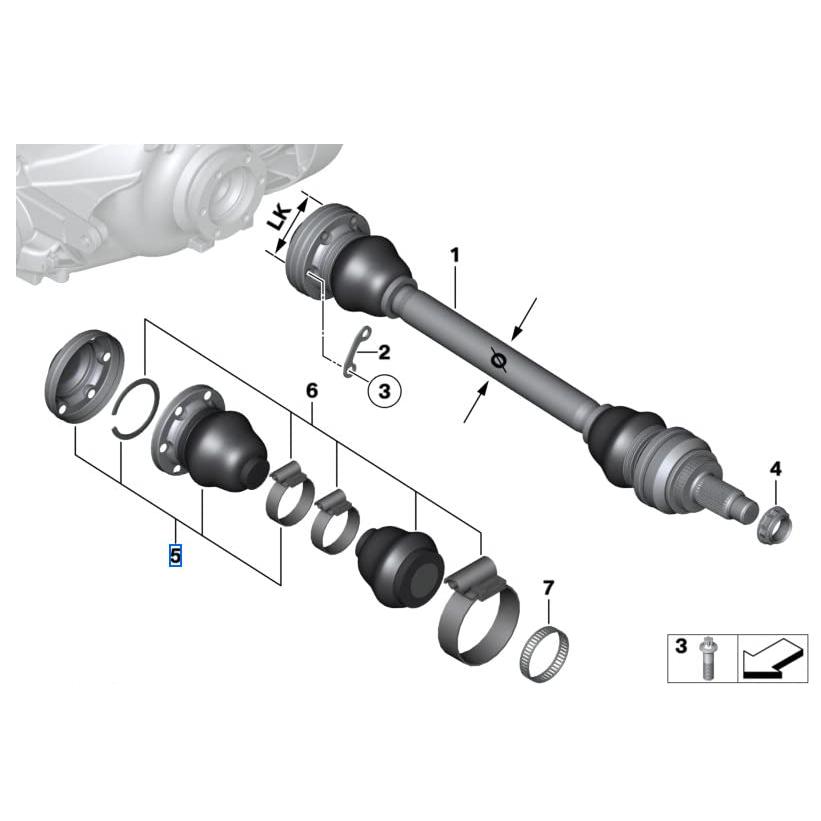 Genuine BMW X3 E83 Rear Inner Drive Shaft CV Boot Repair Kit OEM 並行輸入品 ...