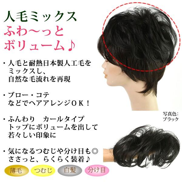 ウィッグ 人毛 耐熱 ヘアピース ミセス かつら 部分ウィッグ 薄毛隠し