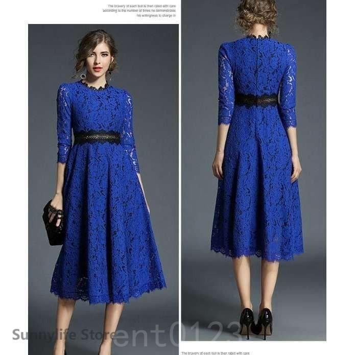 パーティードレスミモレ丈総レース袖あり結婚式ドレスワンピースロングドレス二次会謝恩会発表会大人フォーマル30代40代50代 : WILLGAD - 通販 - Yahoo!ショッピング