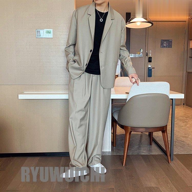 セットアップ メンズ カジュアルスーツ 上下セット ビッグシルエット テーラードジャケット ワイドスラックス ストレッチ 無地 : WILLGAD - 通販 - Yahoo!ショッピング